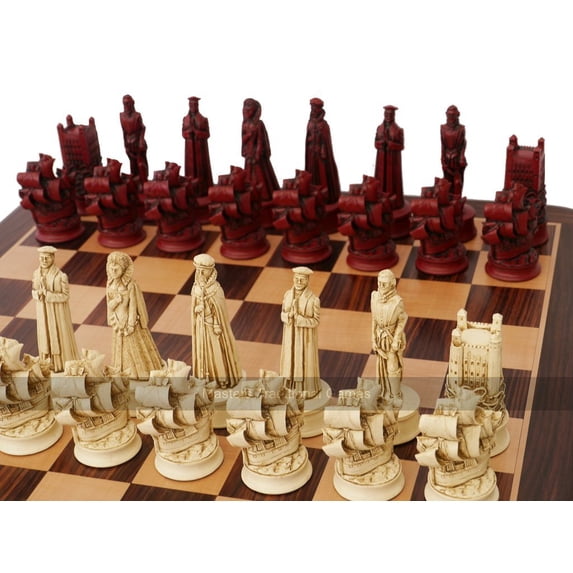 Berkeley Chess Elizabethan Ornamental Chess Set (cream and red, board ...