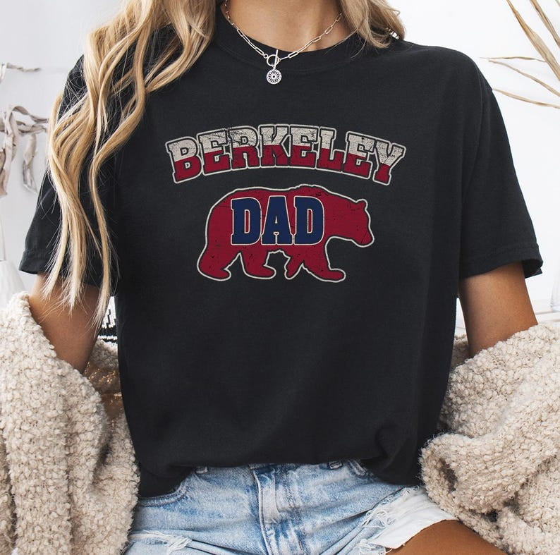 Berkeley Dad T-Shirt College Dad University Pride Retro Bear Silhouette ...