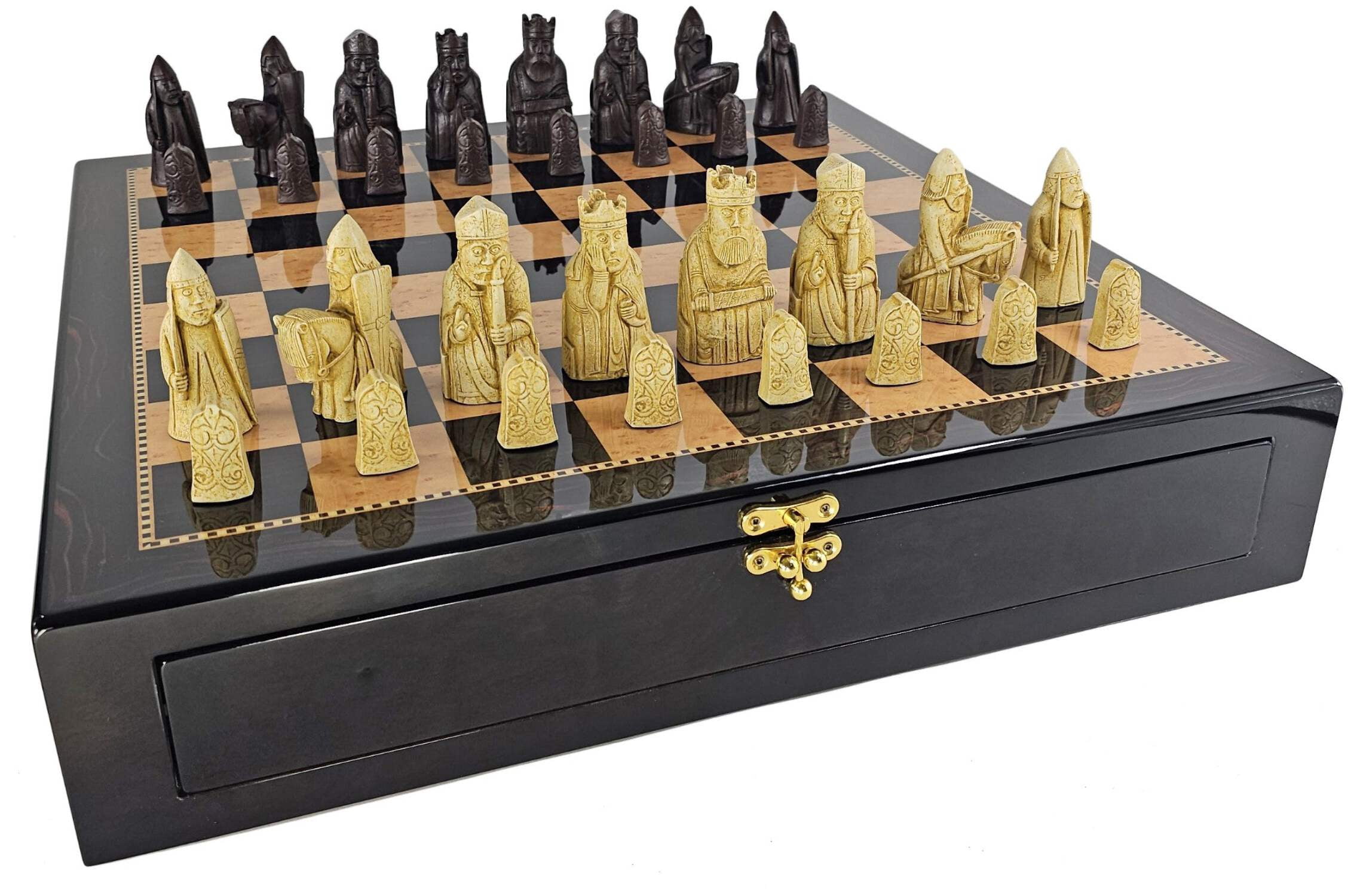 Berkeley Isle of Lewis Brown Medieval Chess Set 20" Walnut Color ...