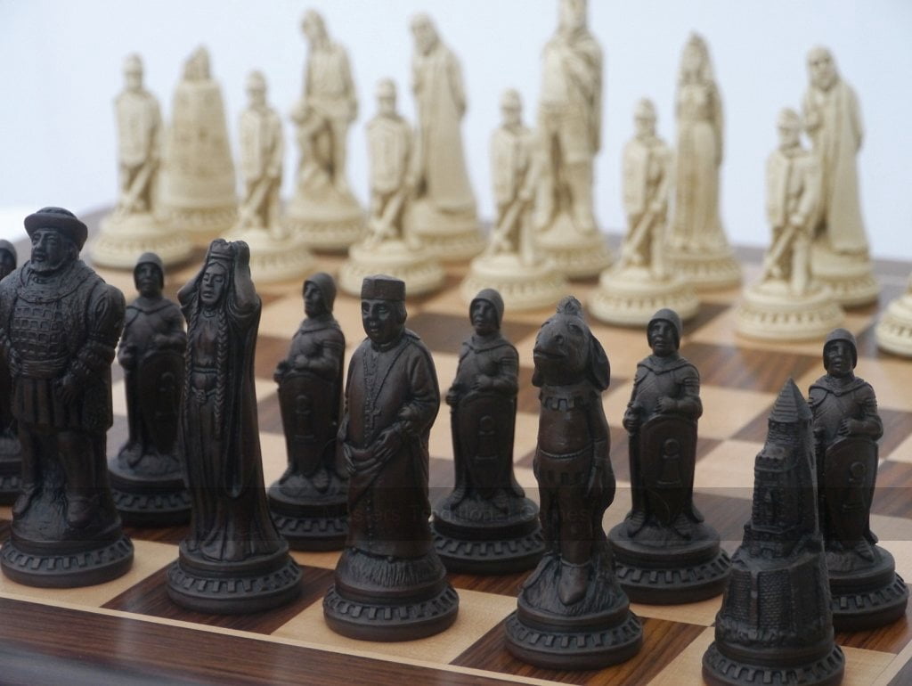 Berkeley Shakespeare Ornamental Chess Set (cream and brown, board not ...