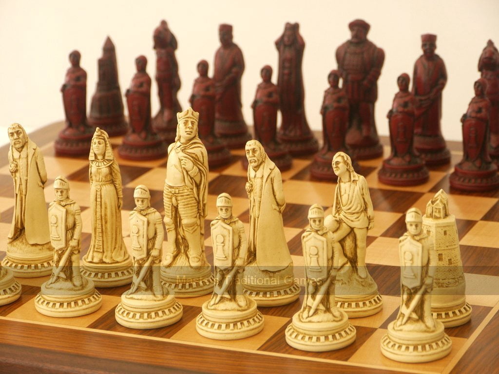 Berkeley Shakespeare Ornamental Chess Set (cream and red, board not ...