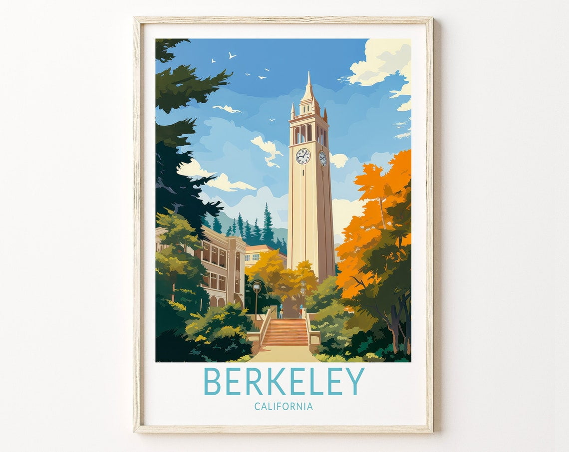 Berkeley University Travel Poster, Berkeley Travel Wall Art, California ...