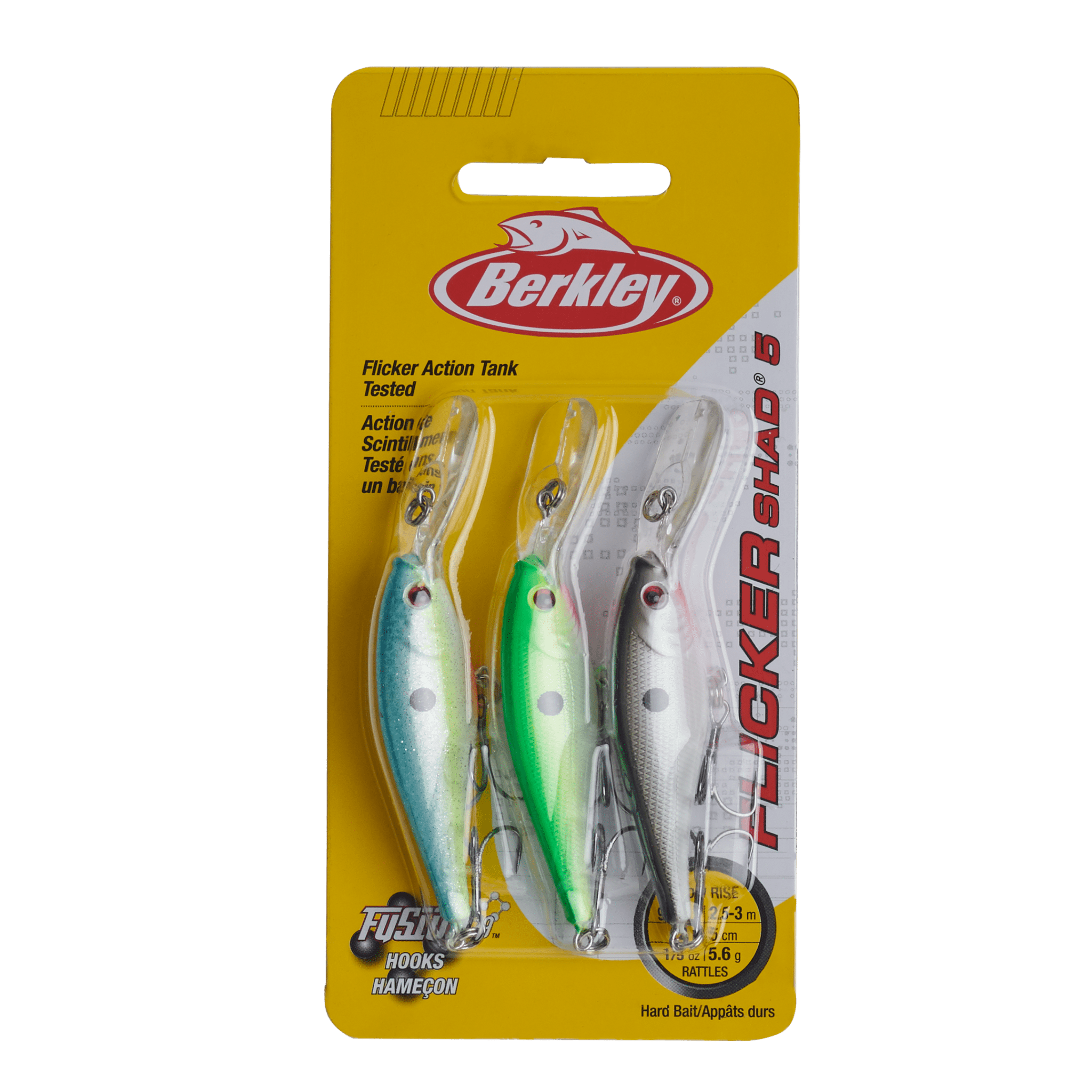 Berkley Flicker Shad Crankbait 3 Pack, Assorted Colors, Bass Fishing ...