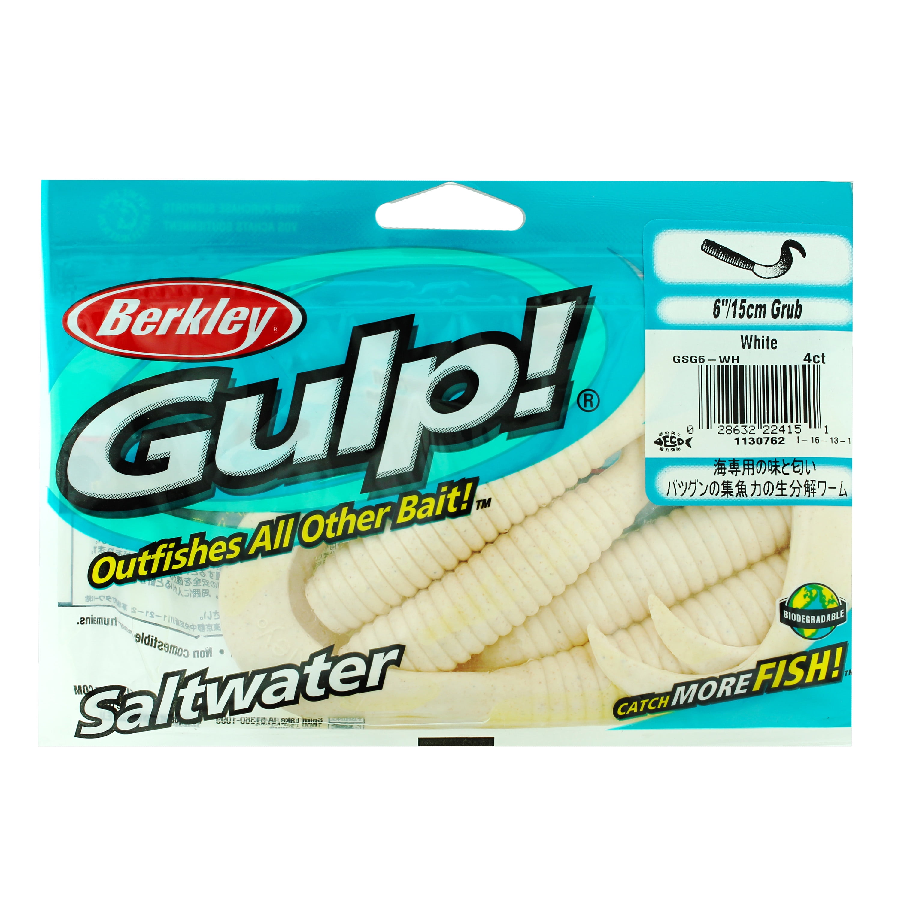 Berkley Gulp! Saltwater 6" Grub, White - Walmart.com