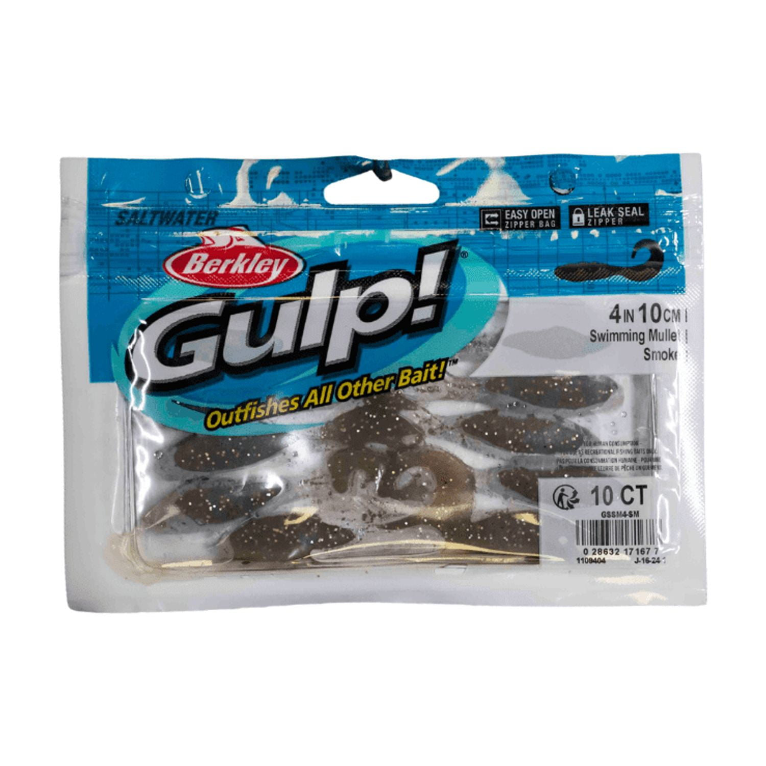 Gulp! Swimming Mullet Soft Bait 4" Length, Smoke, Per 10 1109404 ...