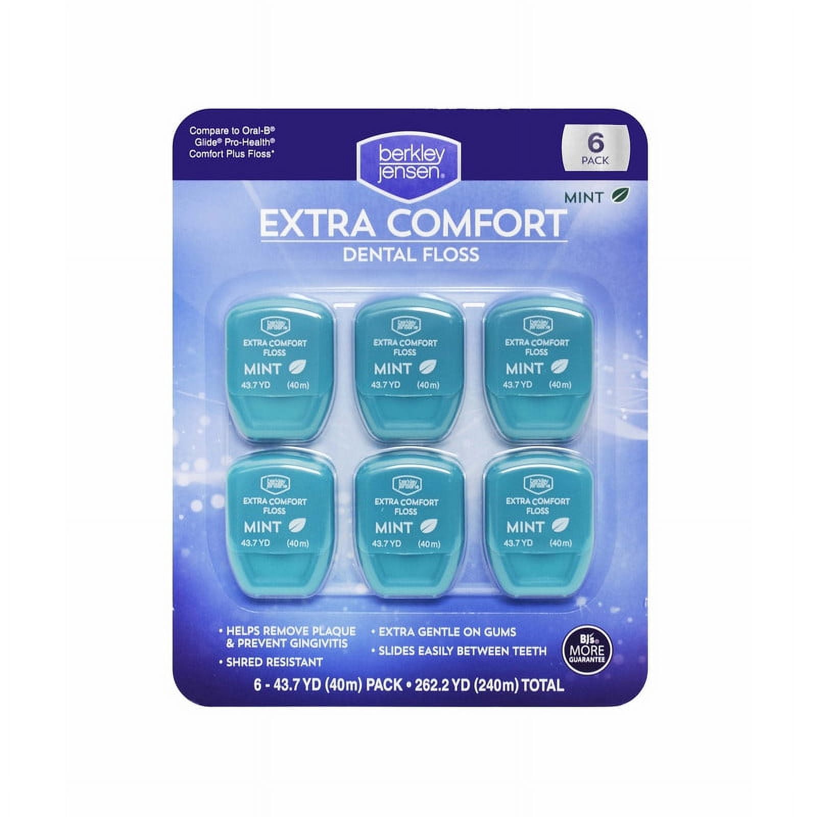 Berkley Jensen Extra Comfort Dental Floss Mint 43.7 Yard - 6 Pack ...