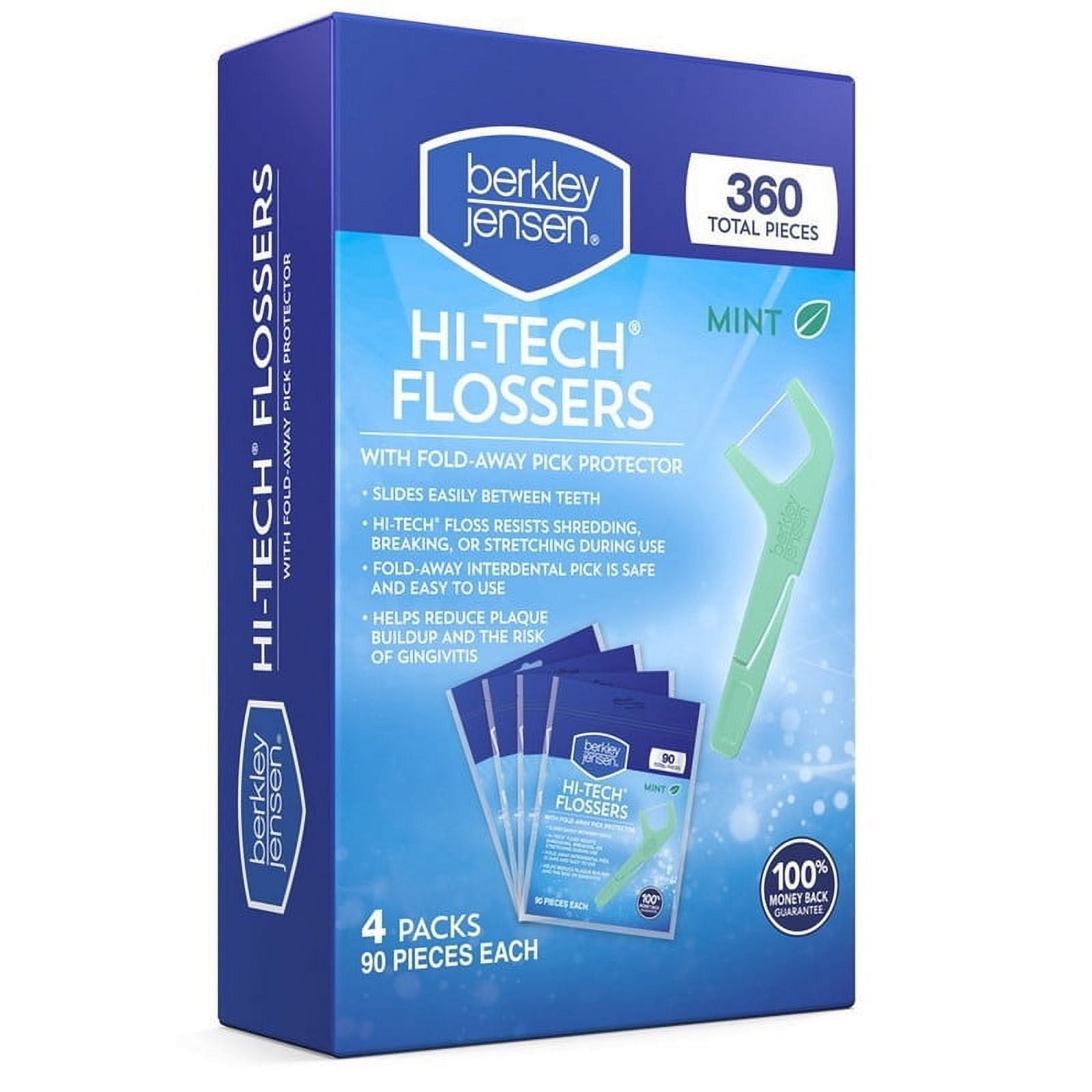 Berkley Jensen Hi-Tech Flossers Mint 4 Packs 90 Pieces Each - 360 Total ...