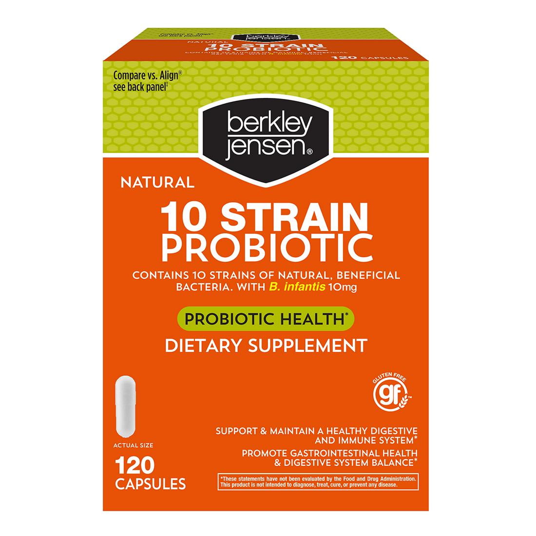 Berkley Jensen Natural 10-Strain Probiotic 120ct Dietary Supplement ...