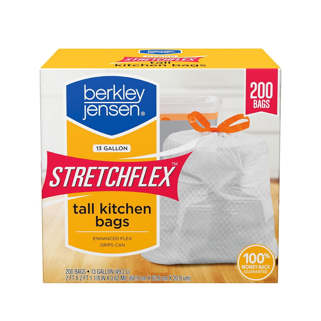 Berkley Jensen Stretchflex Tall Kitchen Bags, 13 Gal, 200 Ct, White ...