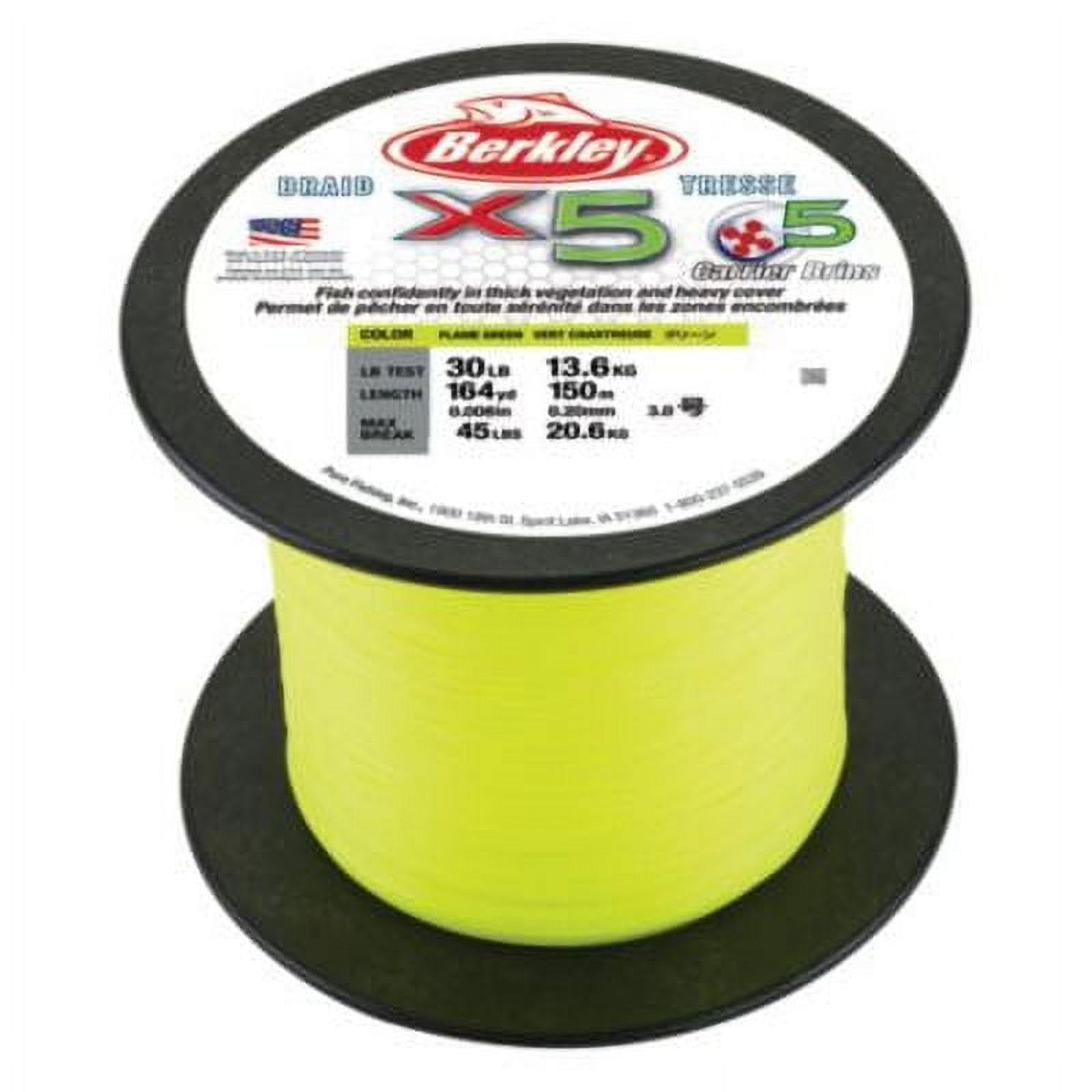 Berkley x5 Braid Fishing Line, Flame Green, 8 lb Test Strength, 2188 yd ...