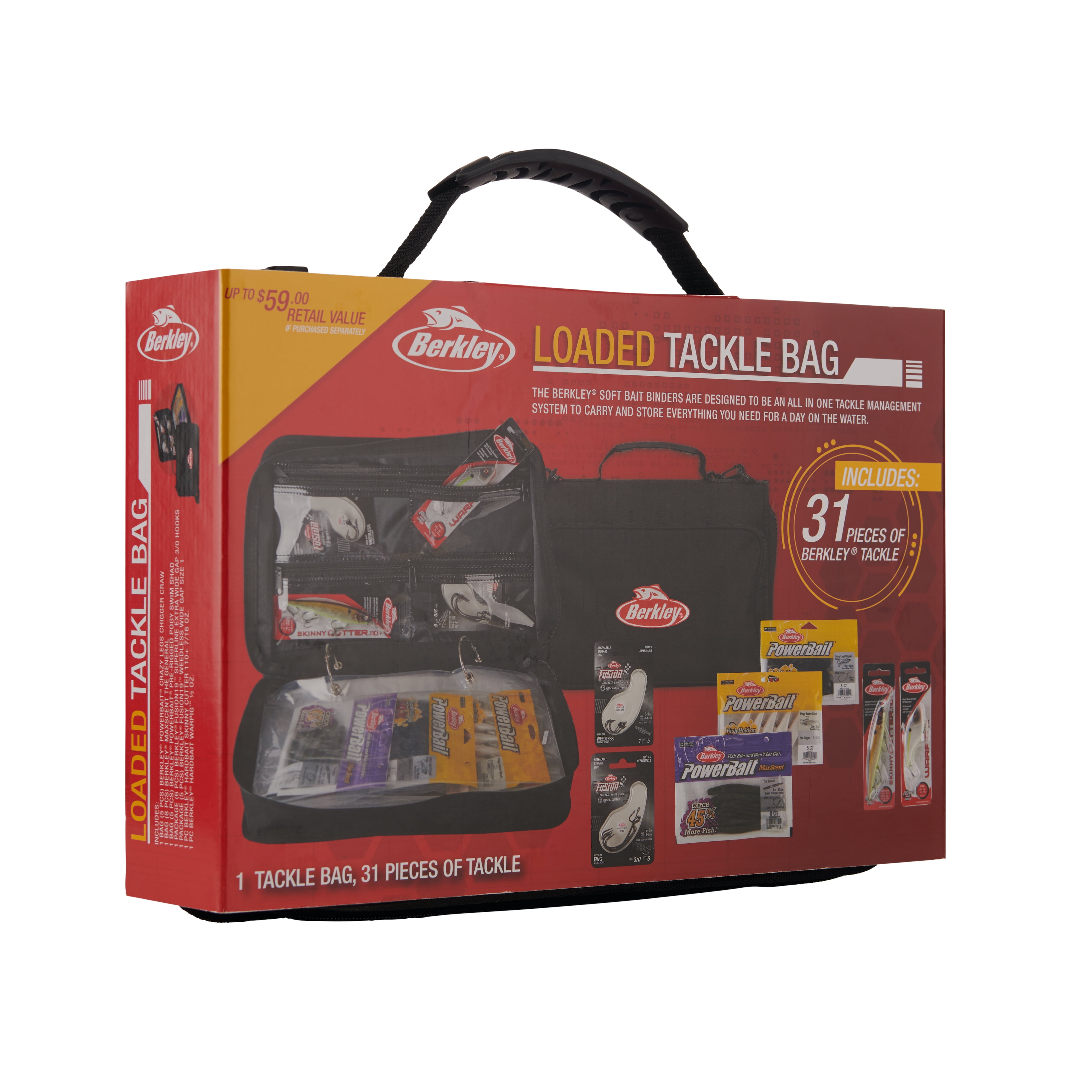 Berkley Loaded Bait Binder, Tackle Storage Bag with 38 Pieces ...