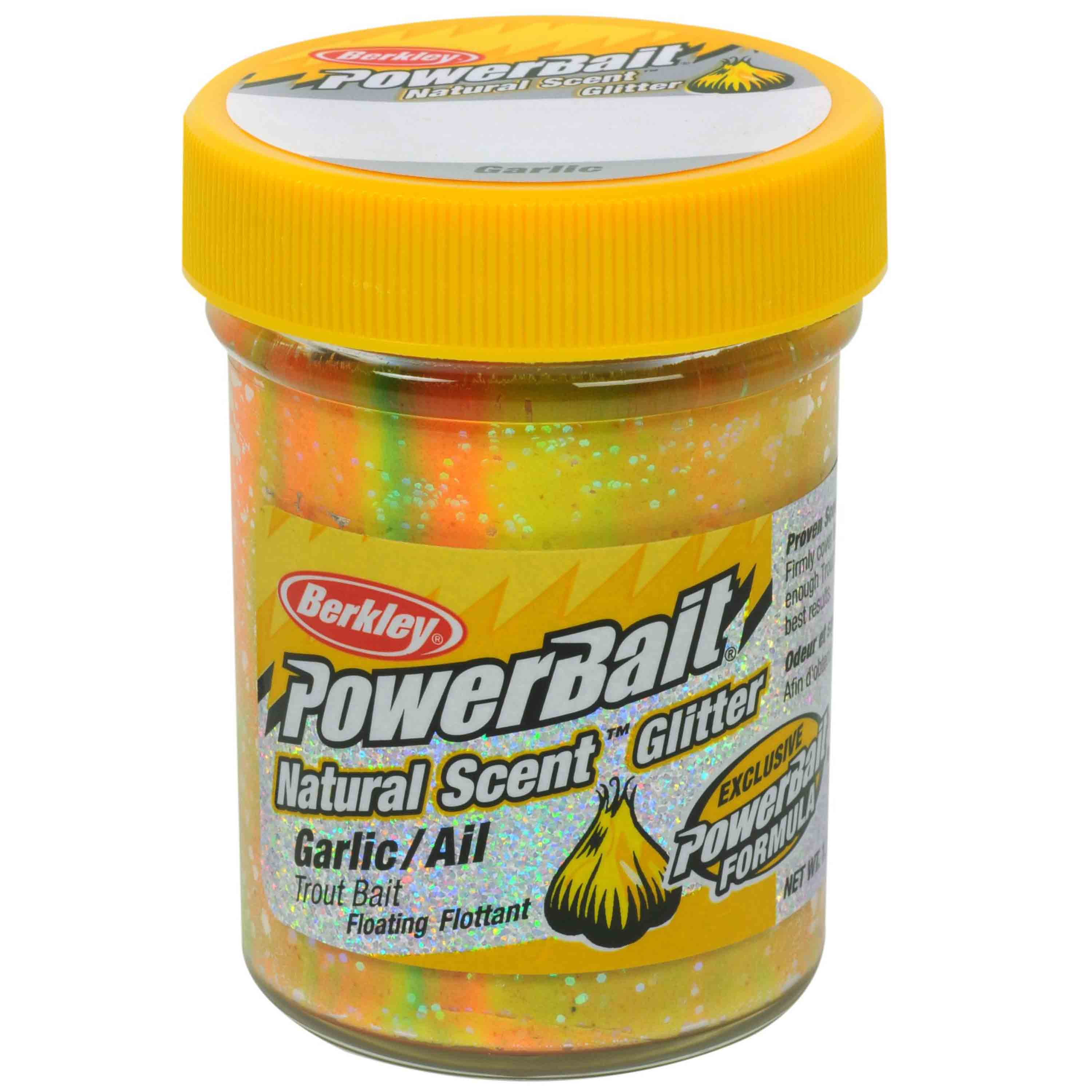 Berkley PowerBait Natural Glitter Trout Dough Bait Garlic Scent Rainbow ...