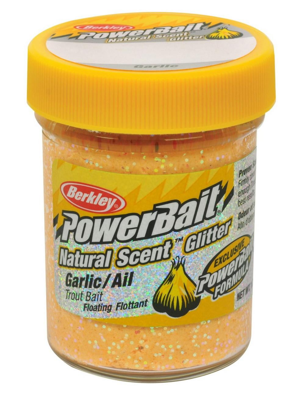 Berkley PowerBait Natural Glitter Trout Dough Bait Yellow Garlic 1.8 oz ...