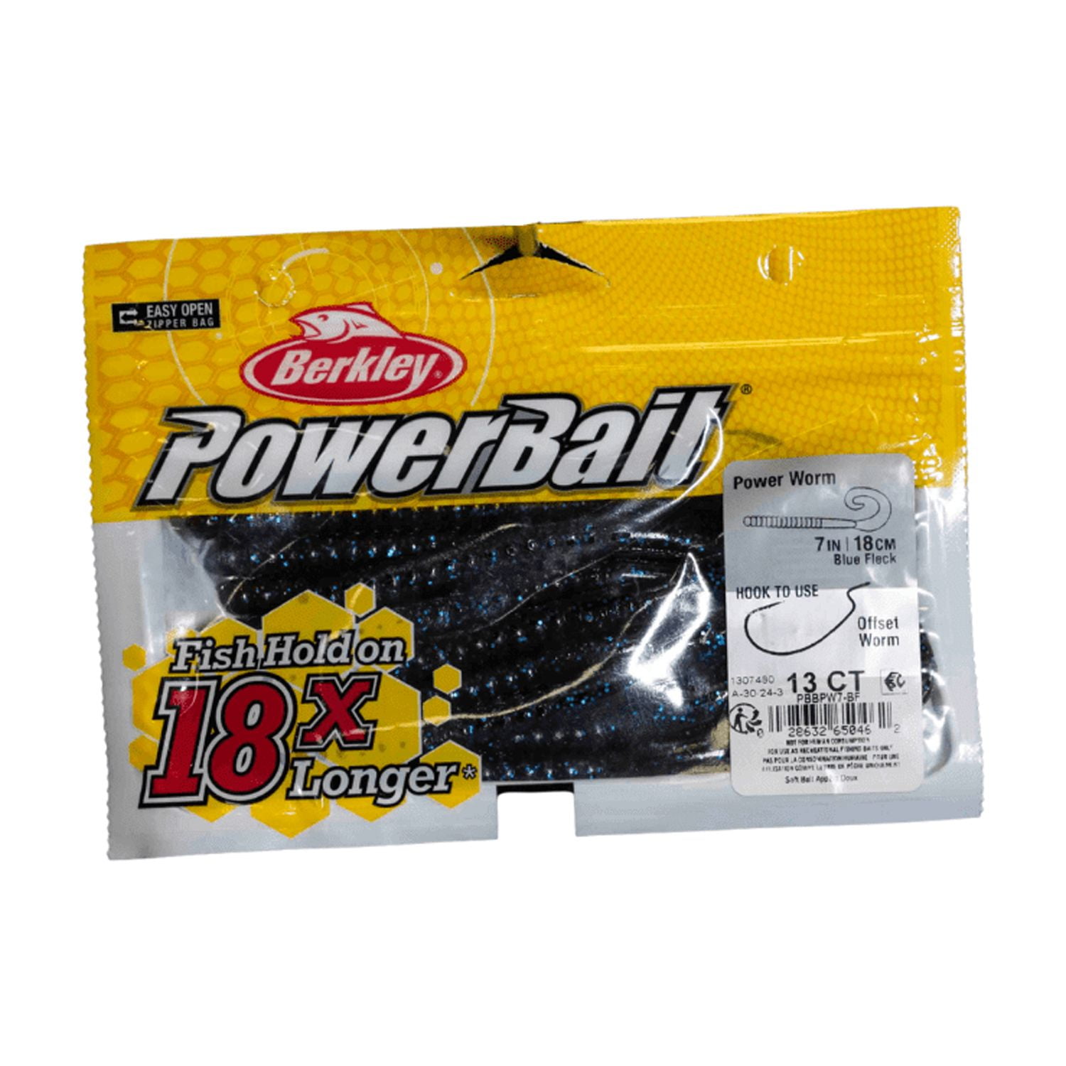 Berkley PowerBait® Power Worm Fishing Bait, Blue Fleck, 7in - Walmart.com