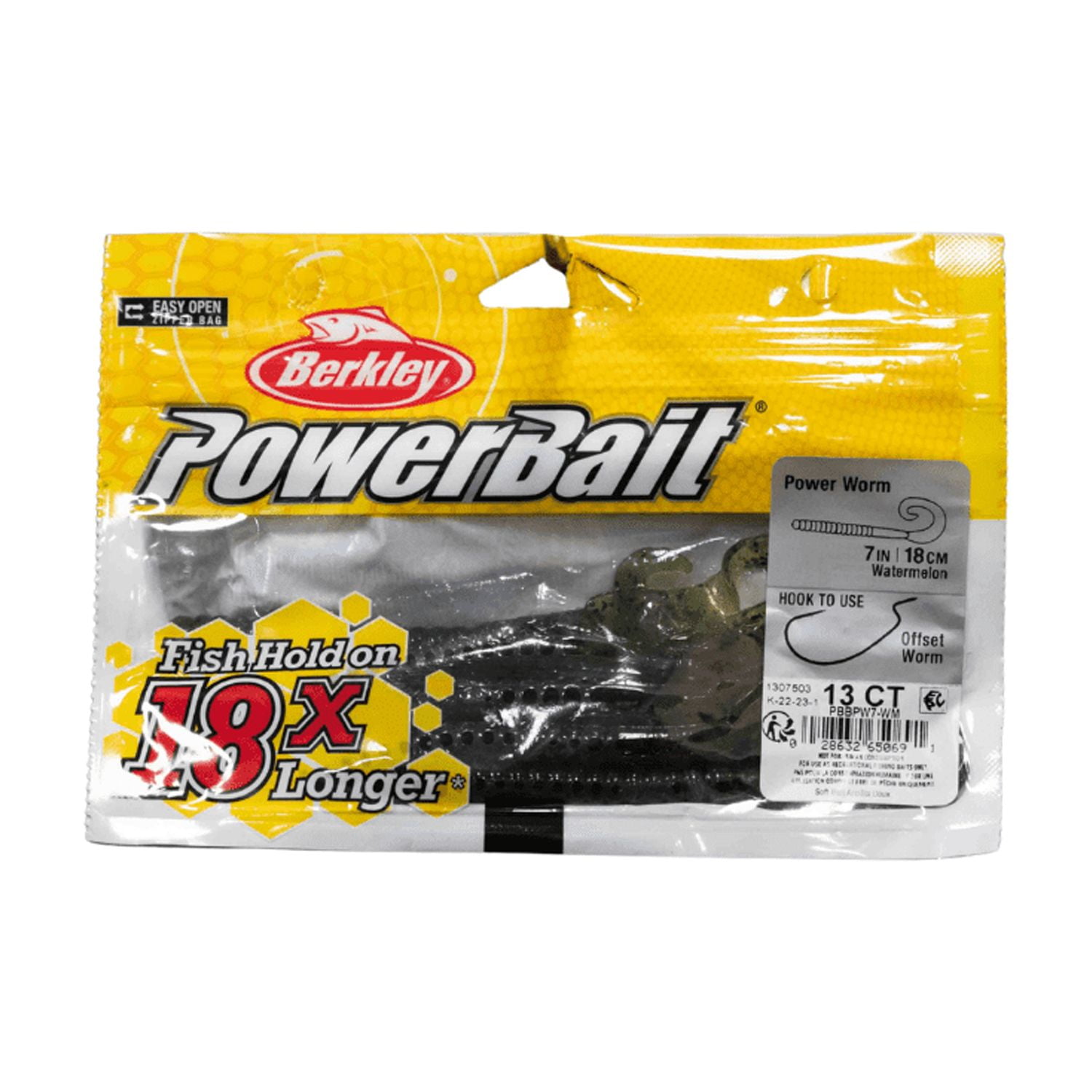 Berkley PowerBait Power Worm Watermelon 7in Soft Plastic Curly Tail ...