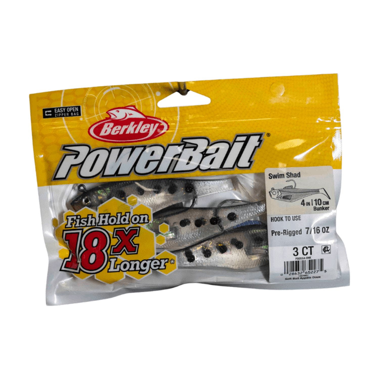 Berkley PowerBait Pre-Rigged Swim Shad Fishing Bait, Bunker, 4in | 10cm ...