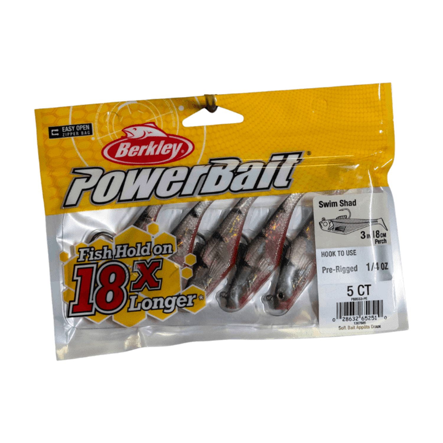Berkley PowerBait Pre-Rigged Swim Shad Fishing Bait, Perch, 3in | 8cm ...