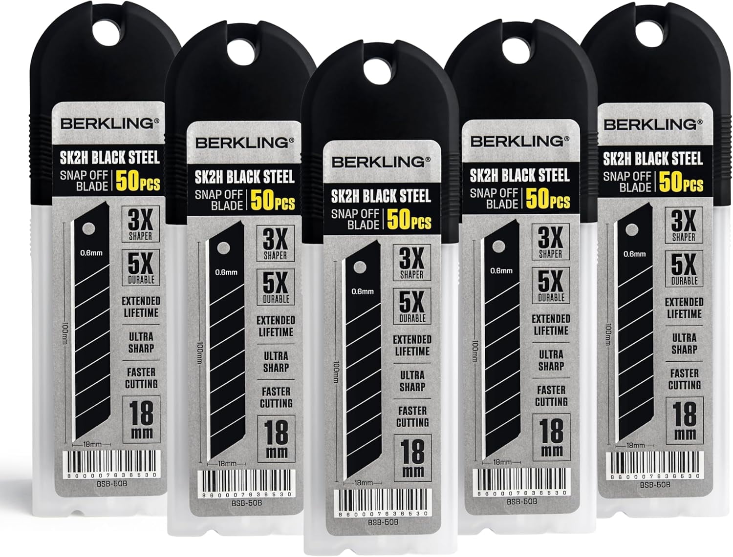 Berkling 18mm Snap Off Utility Knife Blades 5 Packs | 250 Pcs SK2H ...