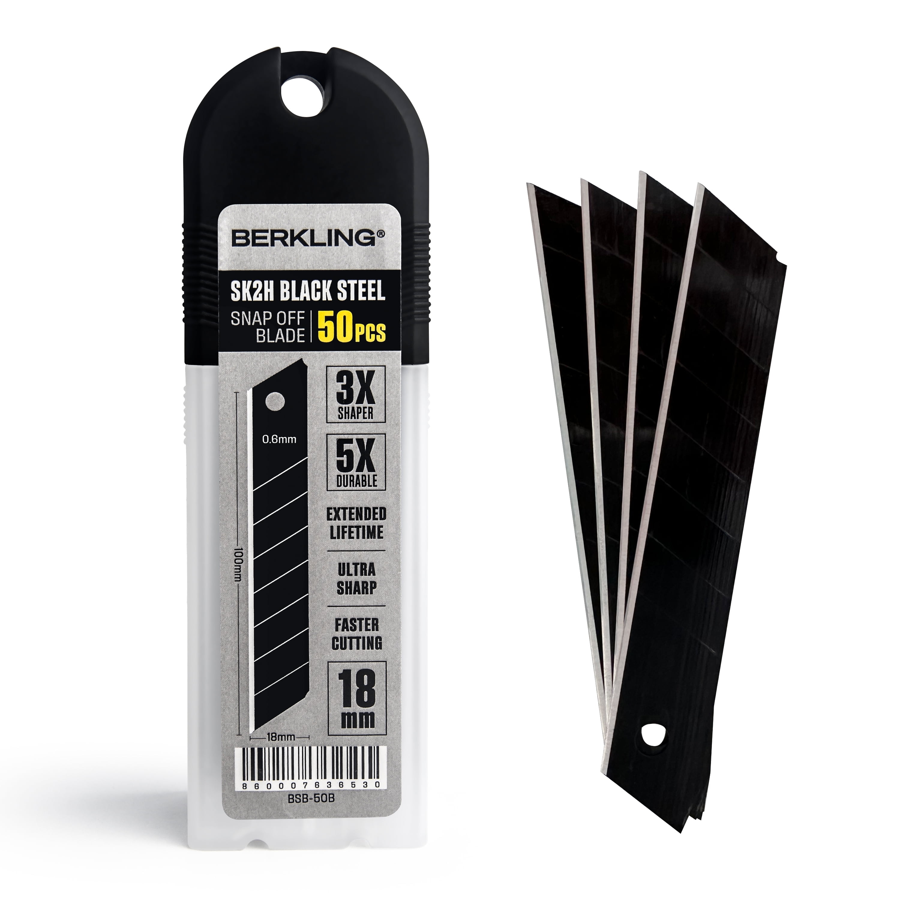 Berkling 18mm Utility Knife Blades for Replacement, Blackened Carbon ...