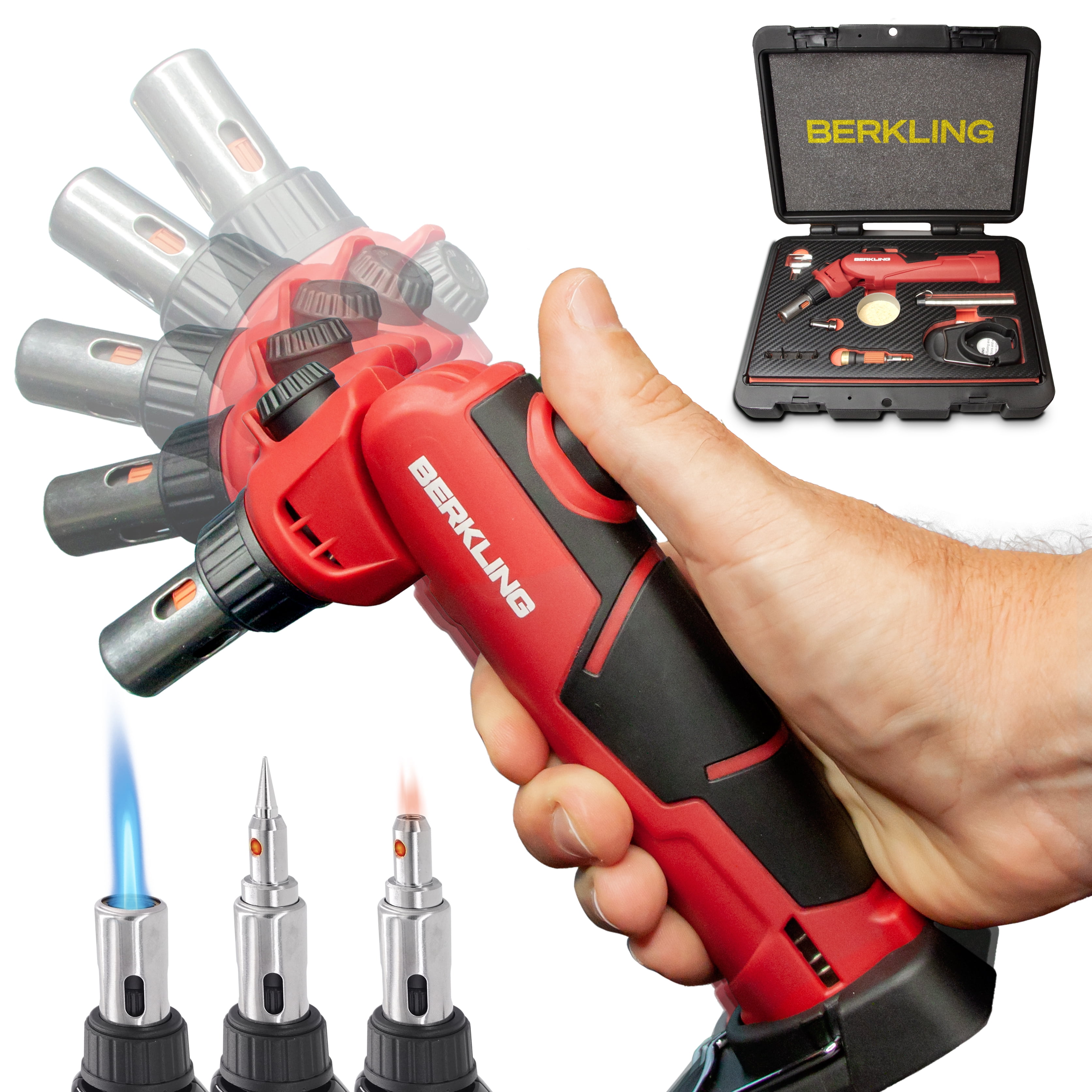 Berkling BSG-2000 Cordless Butane Soldering Torch Kit, 5-Way Adjustable ...