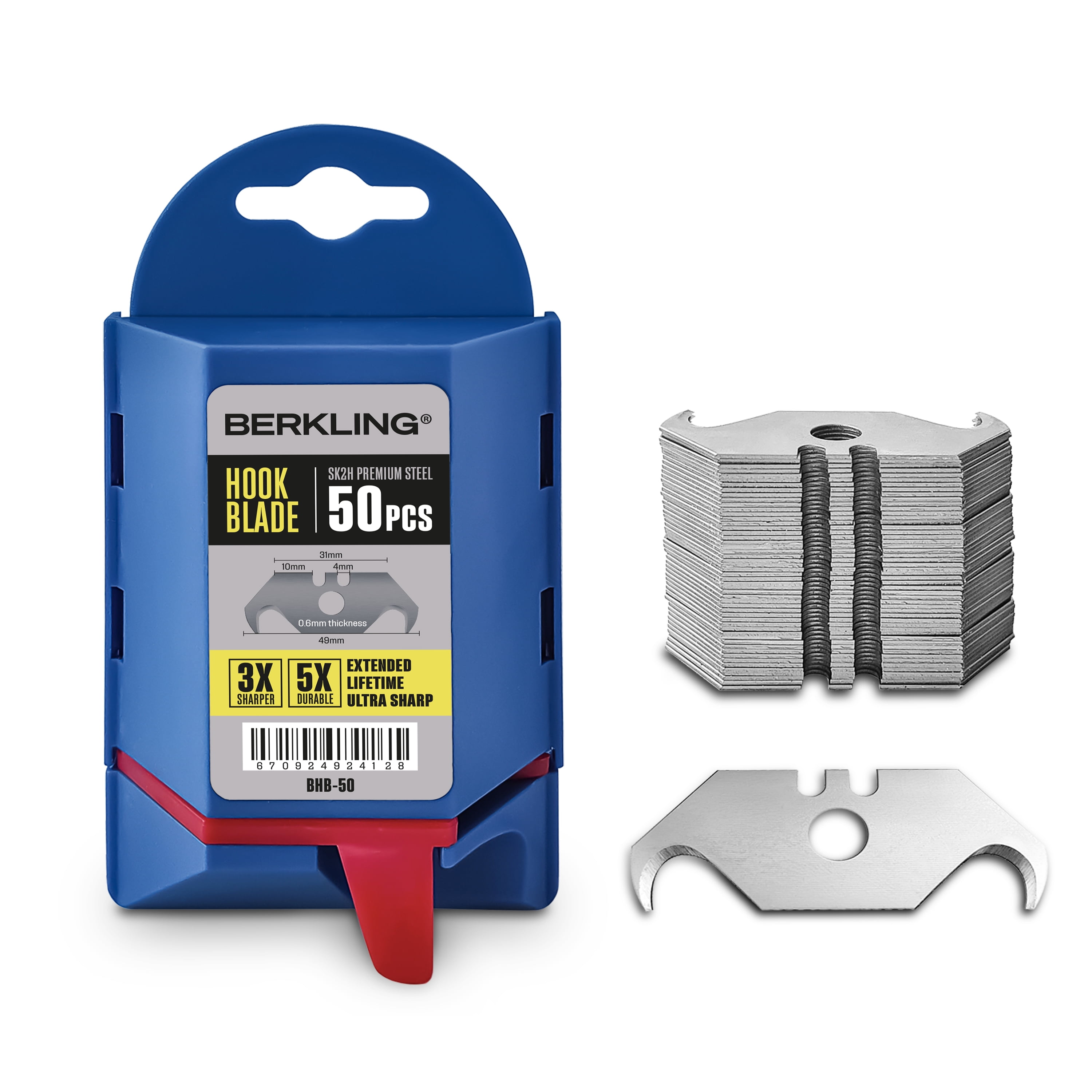 Berkling Utility Hook Razor Blades for Carpet, Roofing, and Box Cutters ...