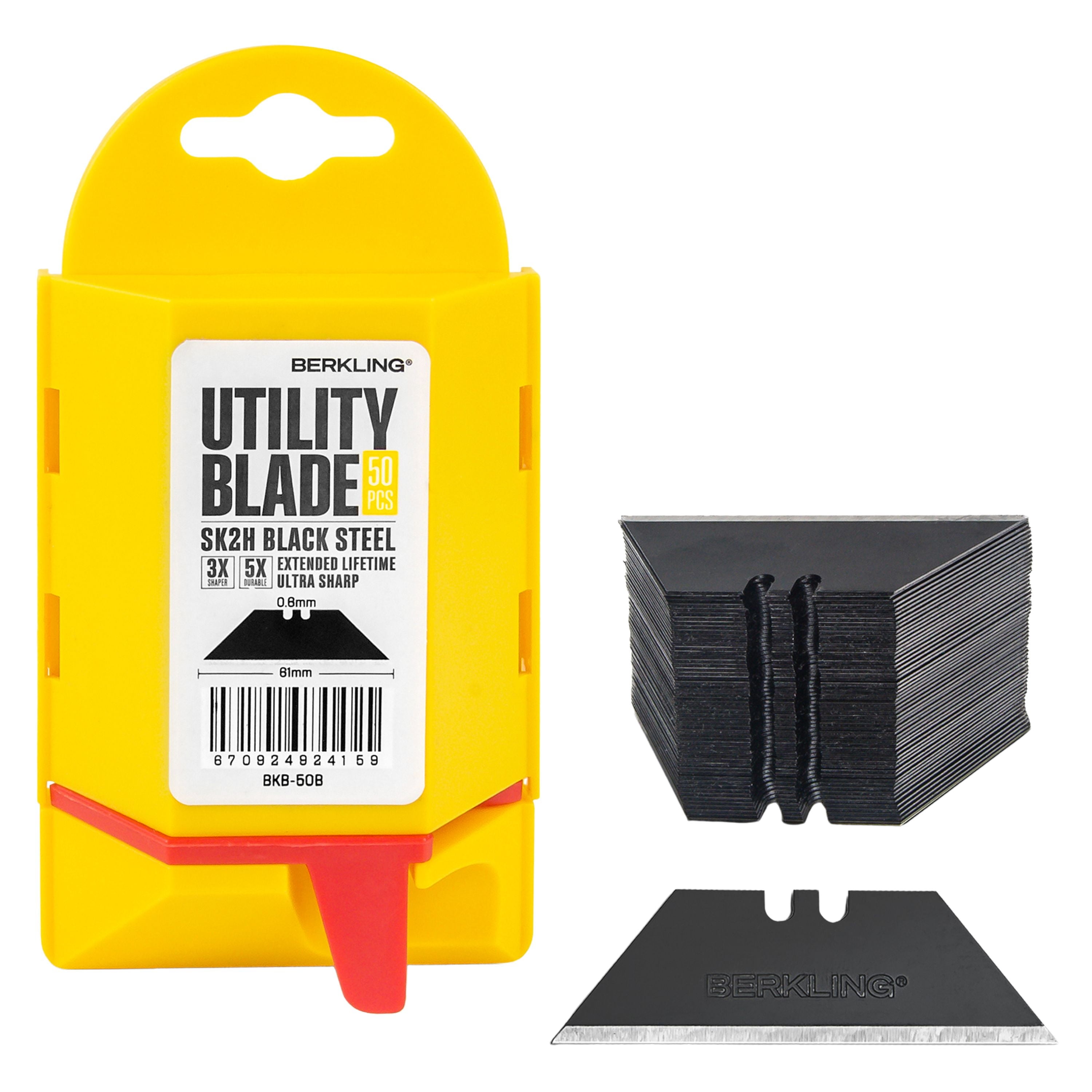 Berkling Utility Knife Blades for Replacement, Hardened Black Carbon ...