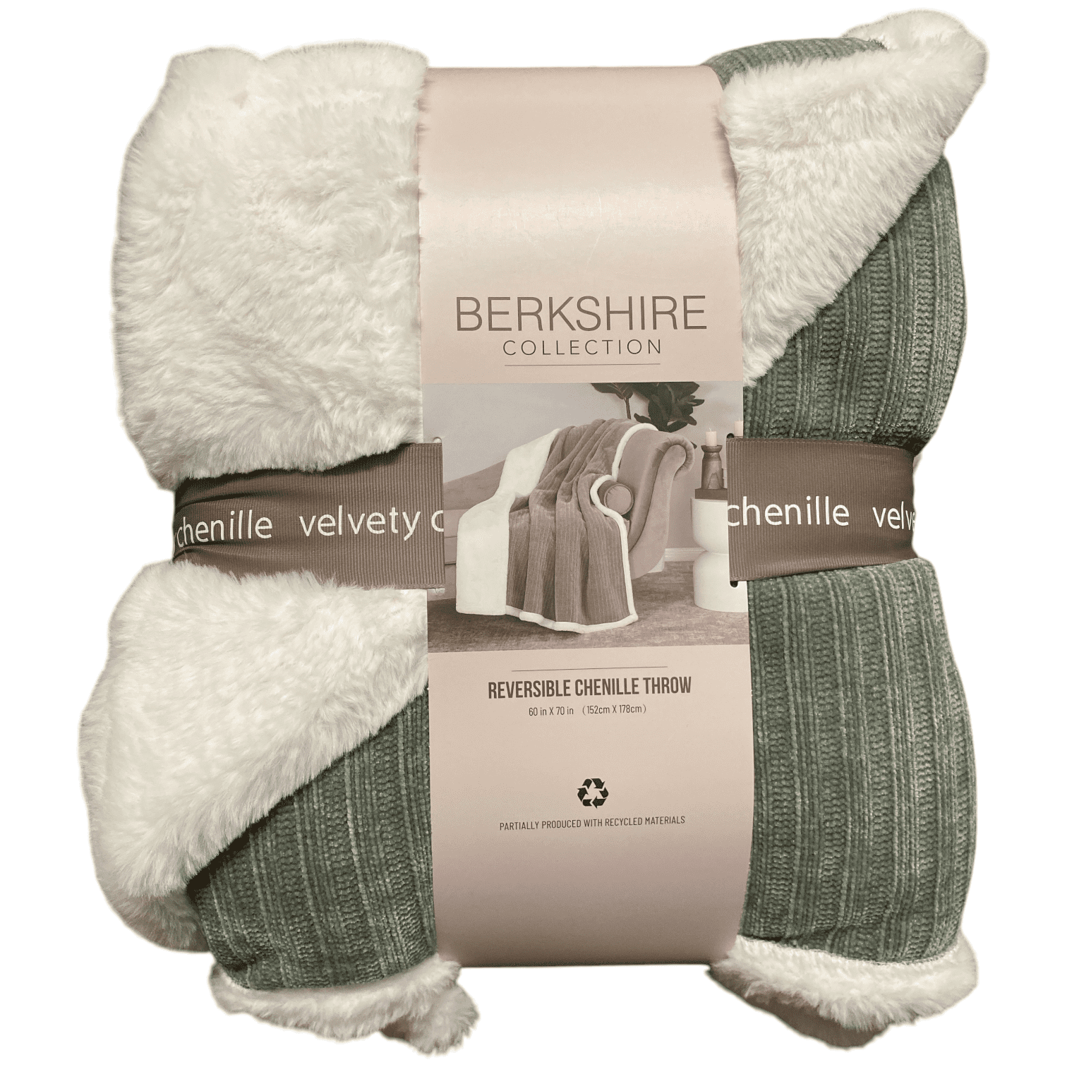 Berkshire Collection Luxury Cozy Chenille Reversible Throw, 60" x 70 ...