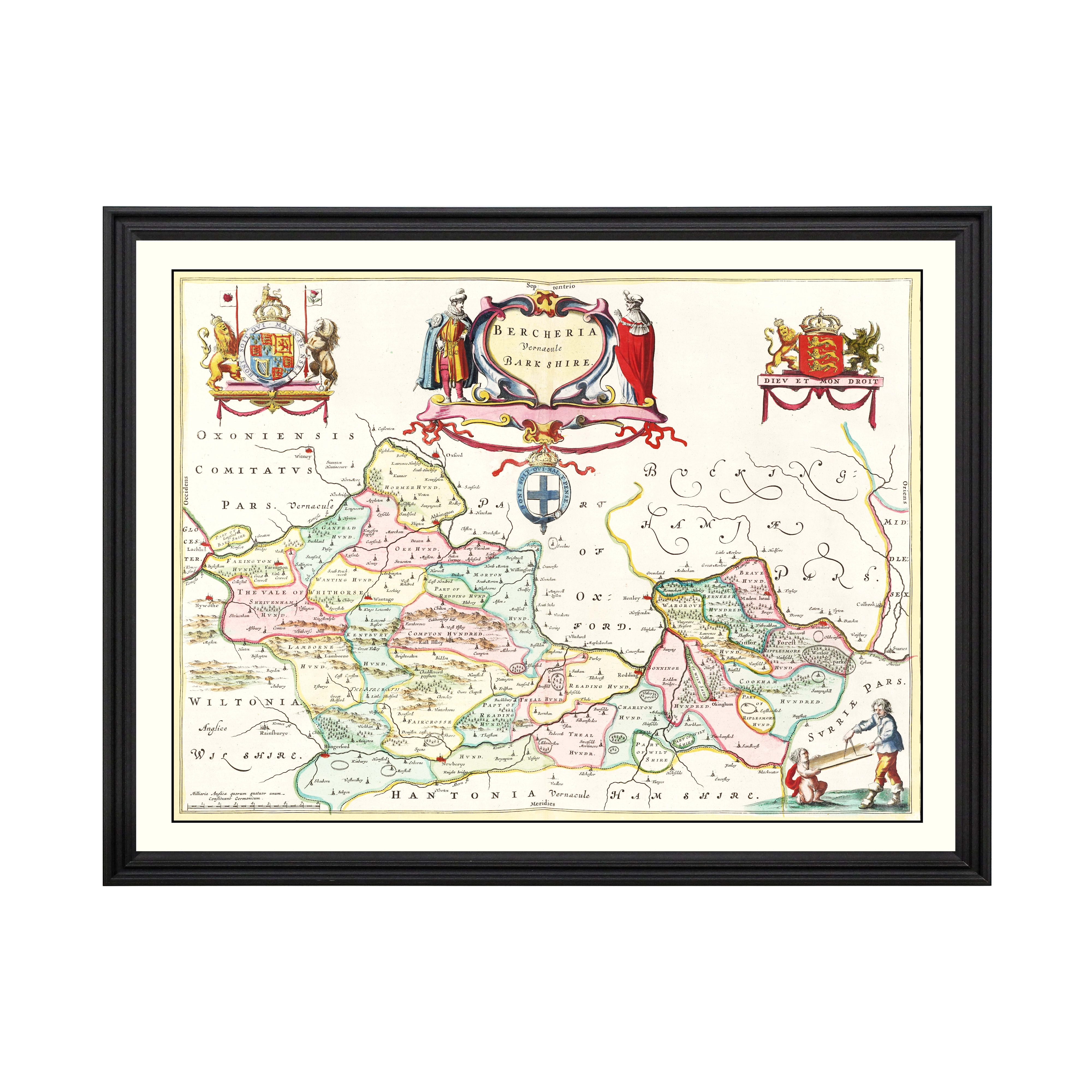 Berkshire England Art, 1665 Vintage Map of Berkshire England History ...