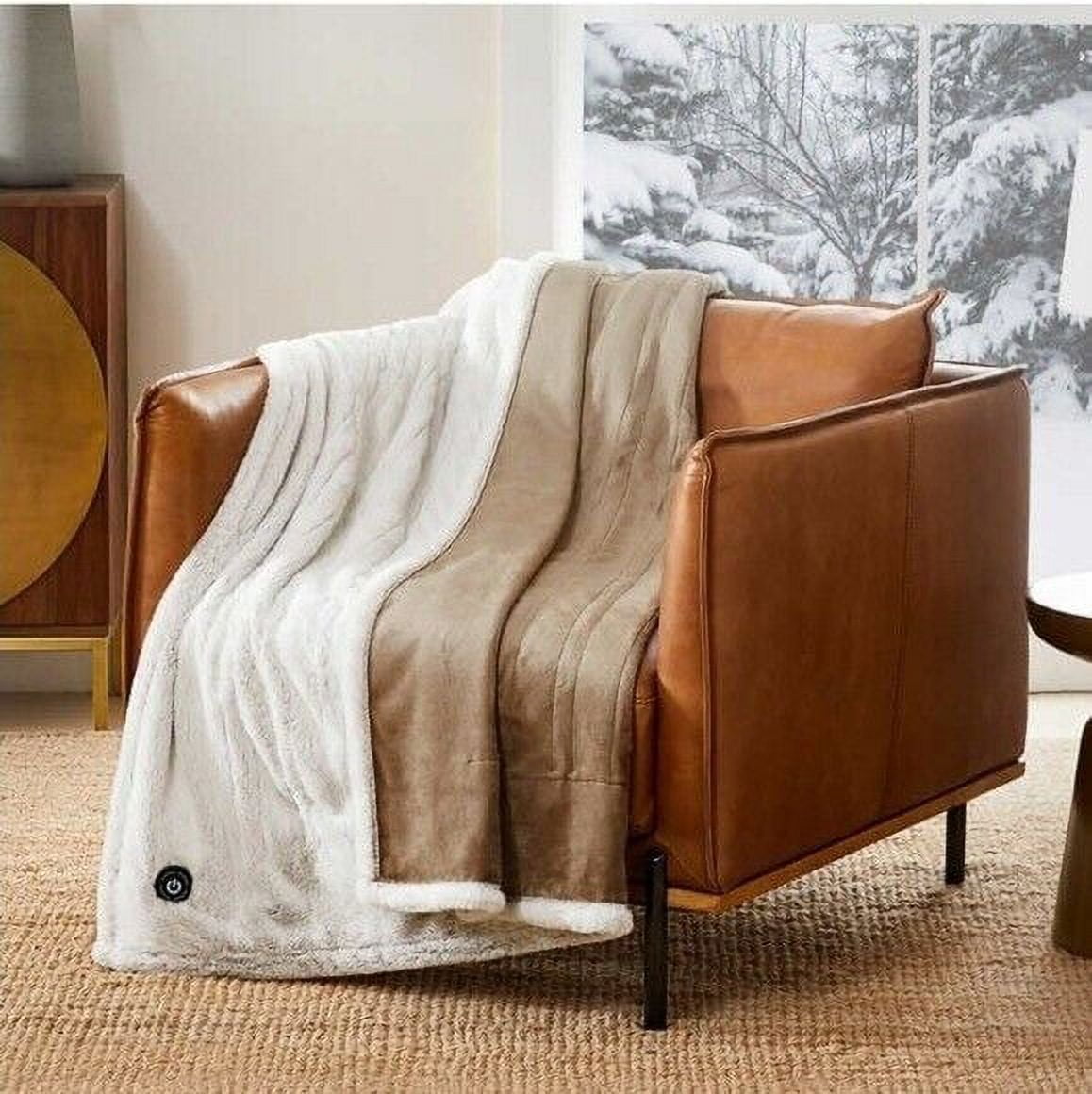 Berkshire Life Heated Luxe Faux Fur Throw 50"x 60" Electric Blanket ...