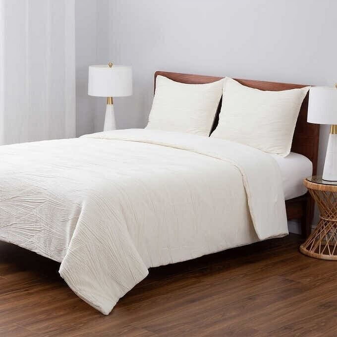 Berkshire Life 3-Piece Pleated Wave Comforter Set with Shams, Queen ...