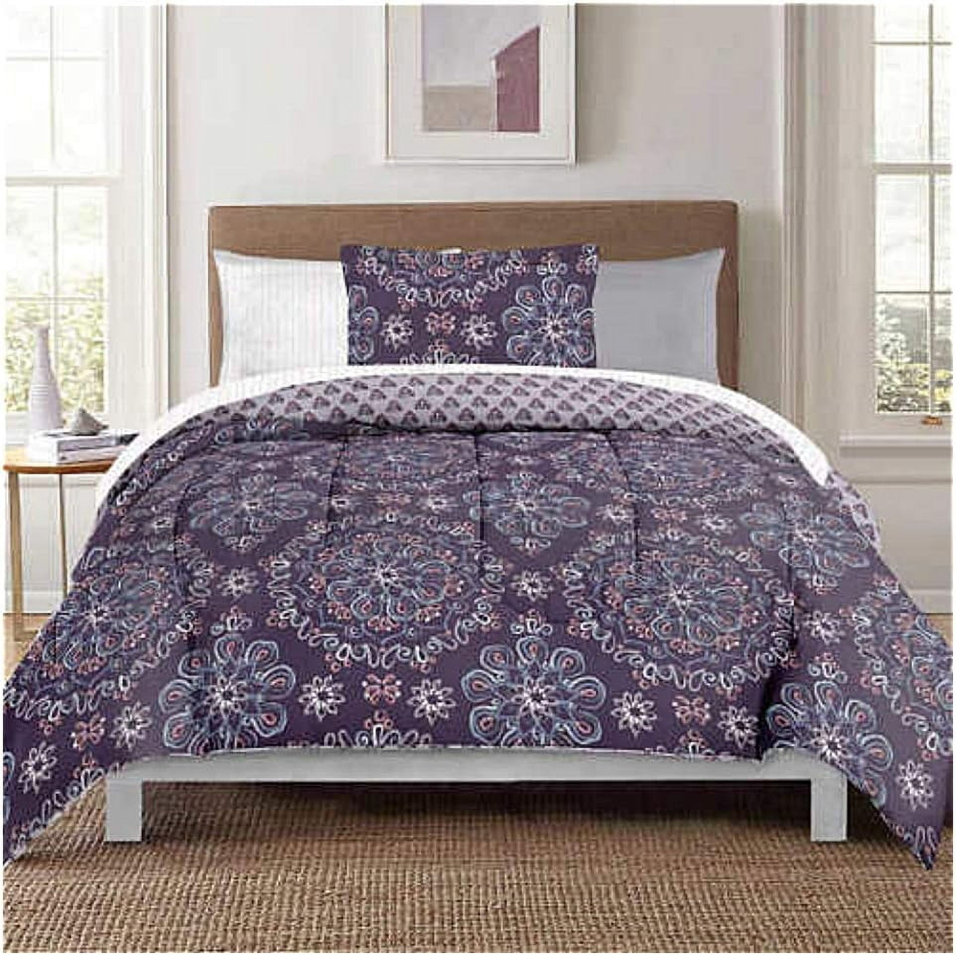 Berkshire Life XL Twin 8 Pcs Purple Medallion Comforter Set - Walmart.com