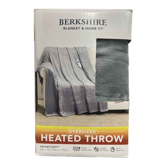 Berkshire Oversized Extra Long Heated Throw Electric Blanket, Auto Shut ...