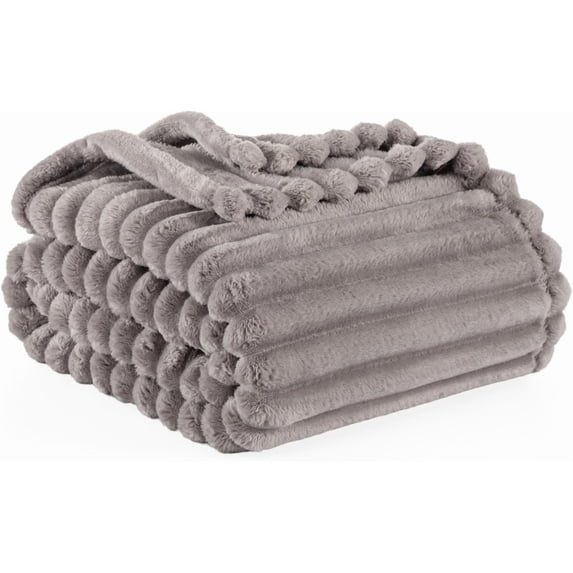 Berkshire VelvetLoft Ribbed Throw Blanket 50"x60" - Plush, Extra Soft ...