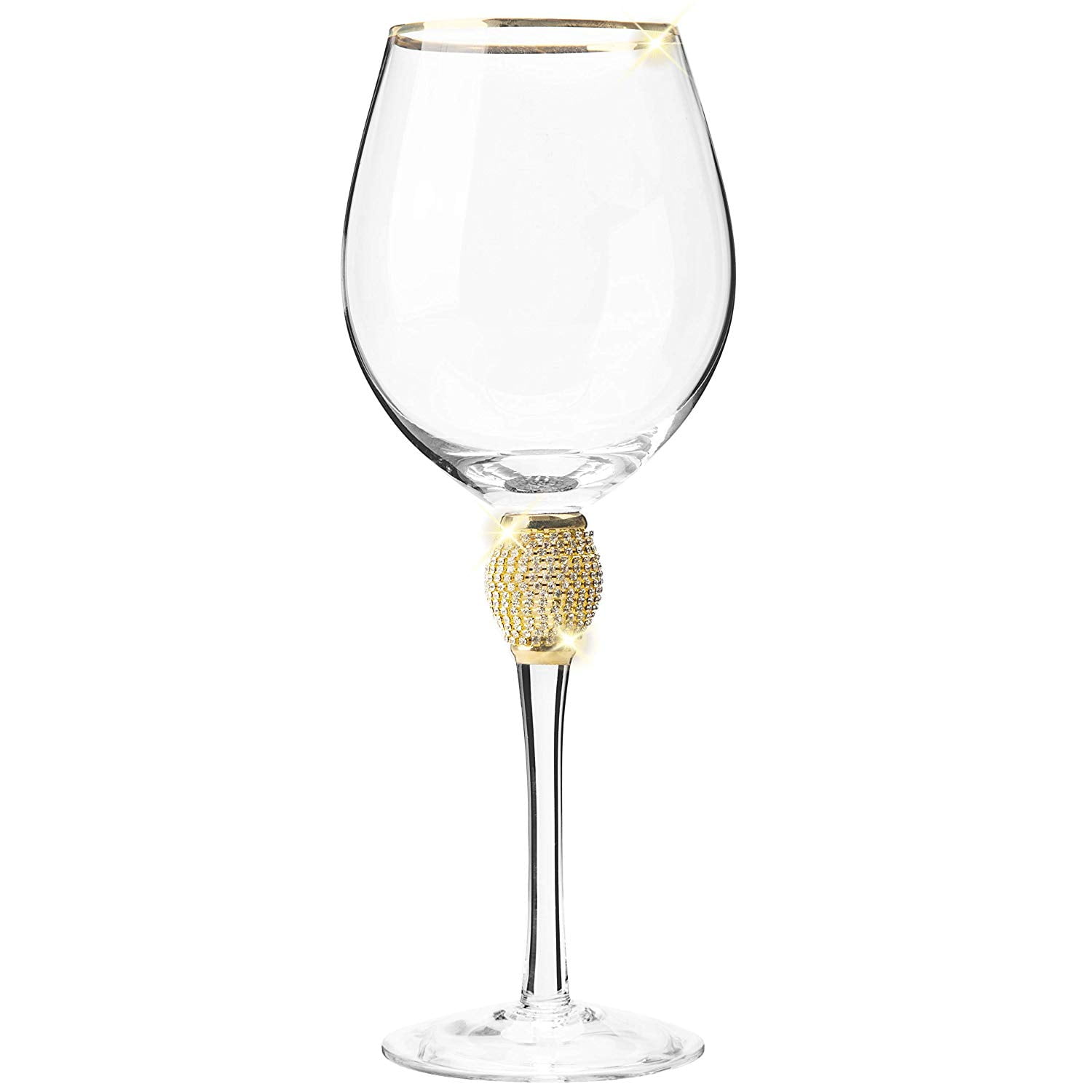 Berkware Red Wine Glass with Rhinestone Design and Gold Rim (Set of 6 ...