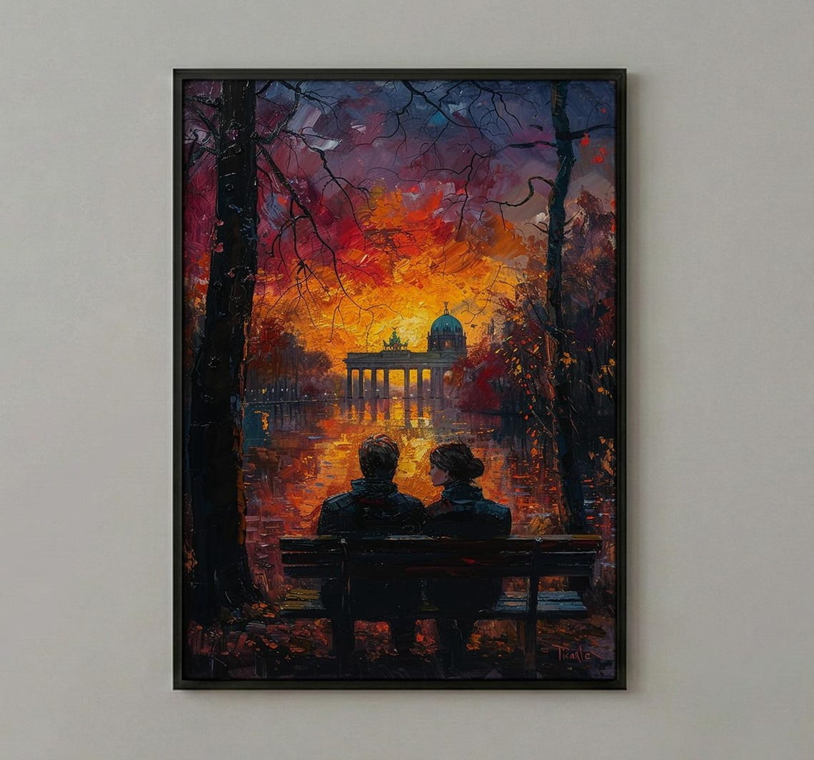 Berlin Brandenburg Gate Germany Cityscape Impasto Sunset Landmark Urban ...