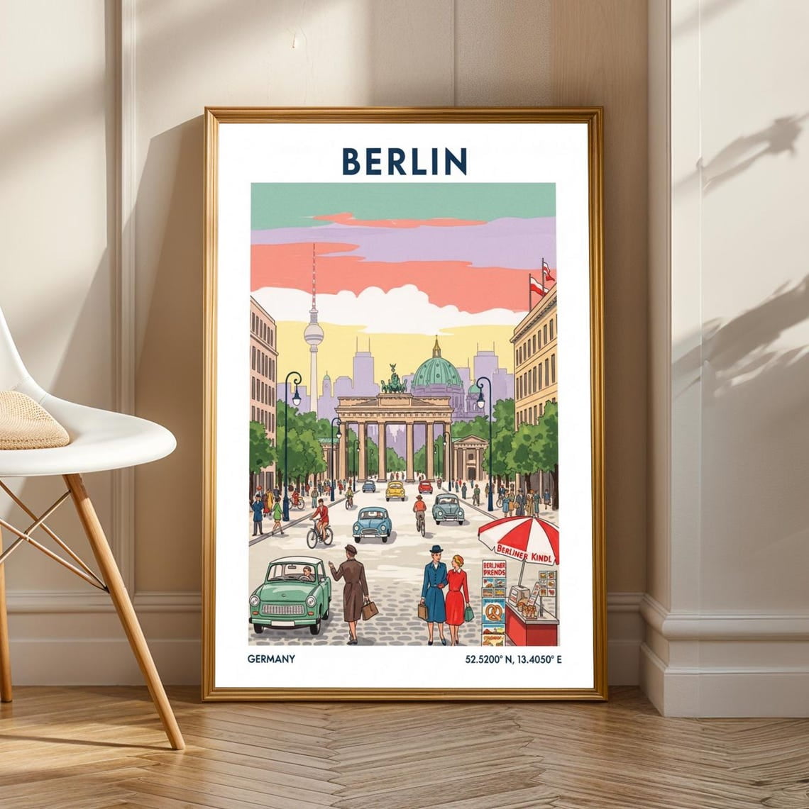 Berlin Brandenburg Gate Poster: Vintage Travel Gouache Art, Unframed ...