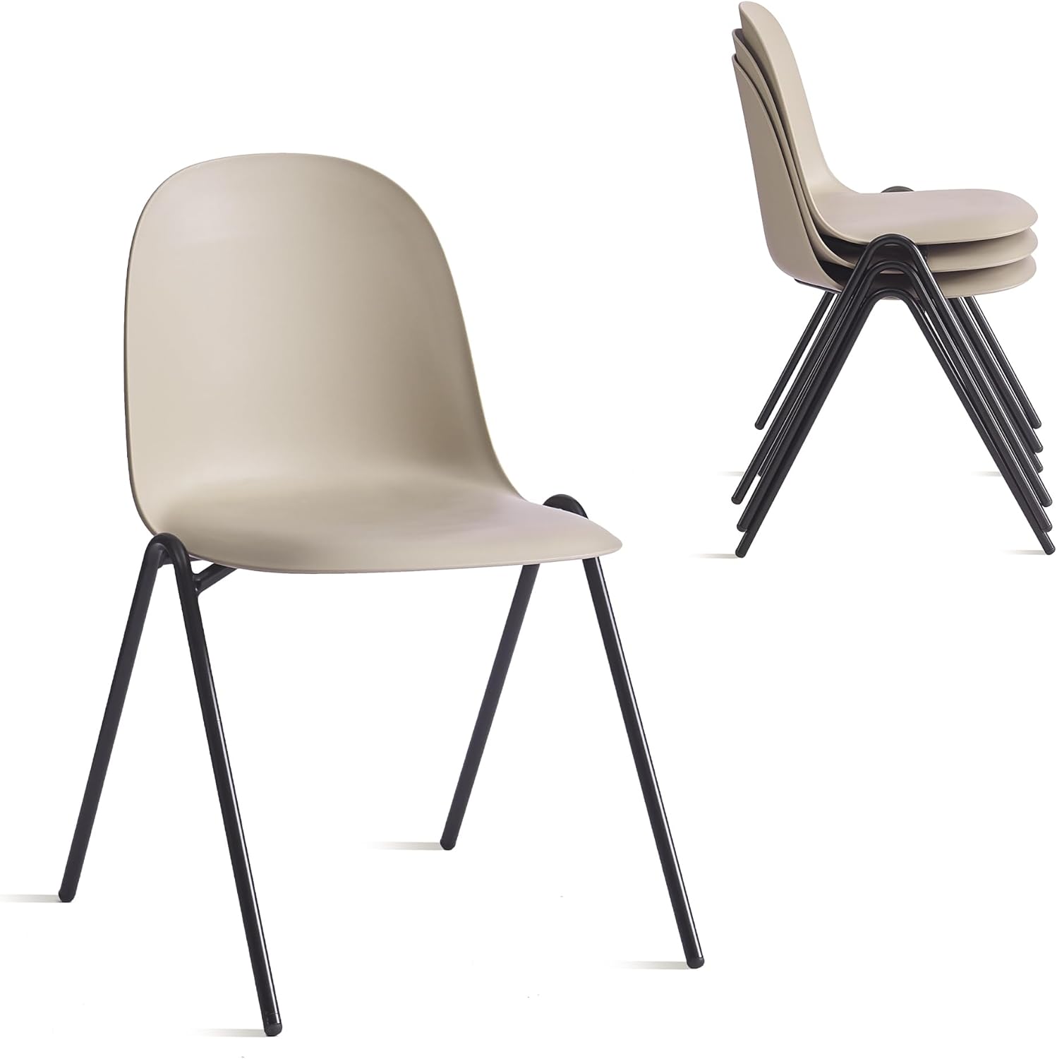 Berlin Contemporary Minimalist Stackable Plastic Dining Chair with ...