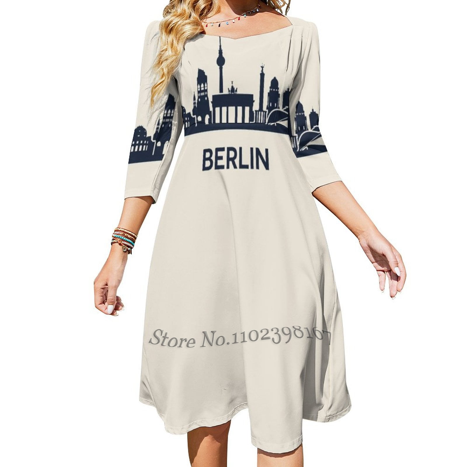 Berlin Dark Sweetheart Knot Flared Dress Fashion Design Large Size ...