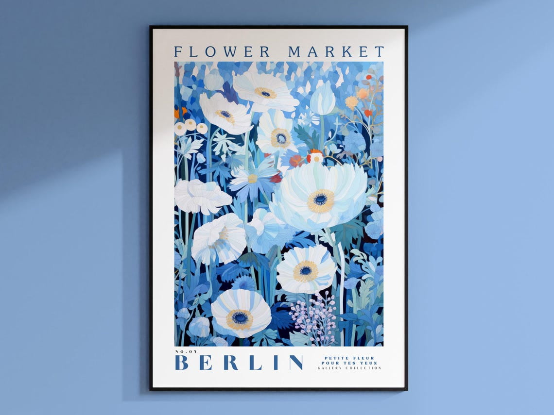 Berlin Flower Market Poster, Berlin Flower Painting Print, Floral Wall ...