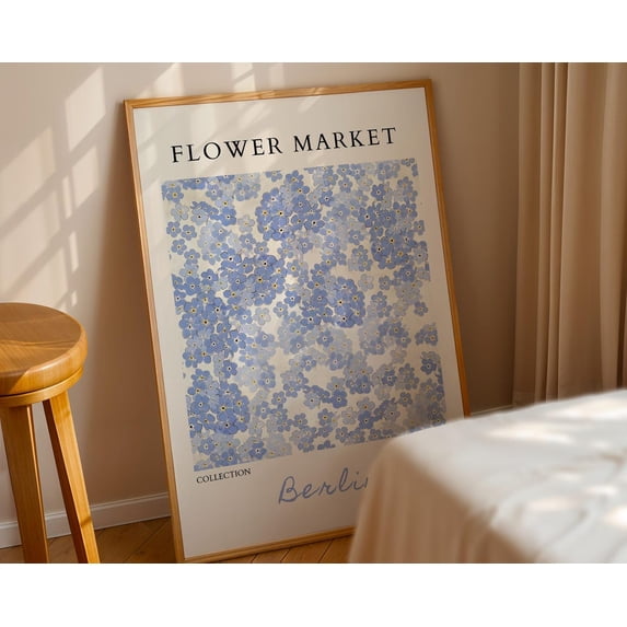 Berlin Flower Market Print, Blue Hydrangea Poster, Unframed Paper ...