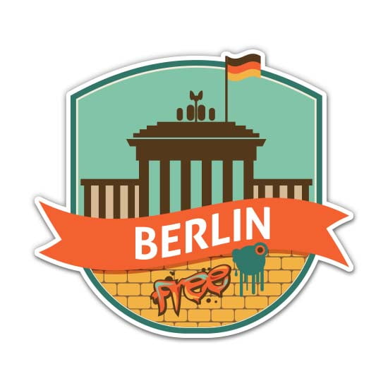 Berlin Germany - 3" Vinyl Sticker - For Car Laptop Water Bottle Phone ...