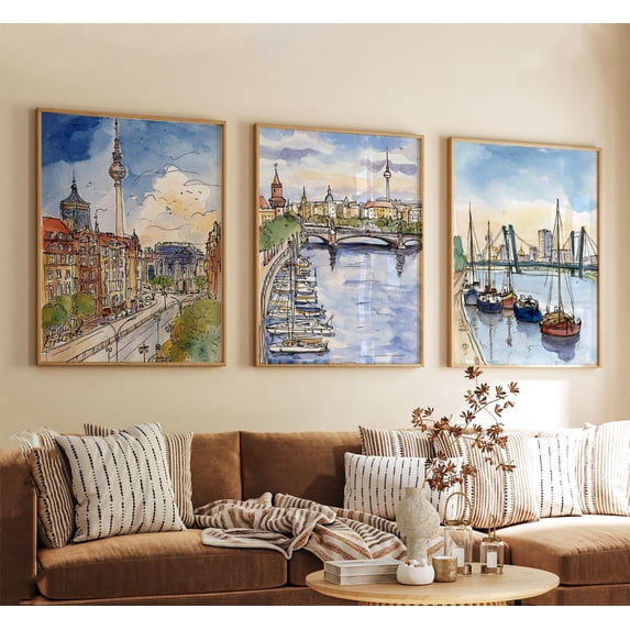Berlin Germany Art Print Set Watercolor Travel Poster Home Decor Office ...