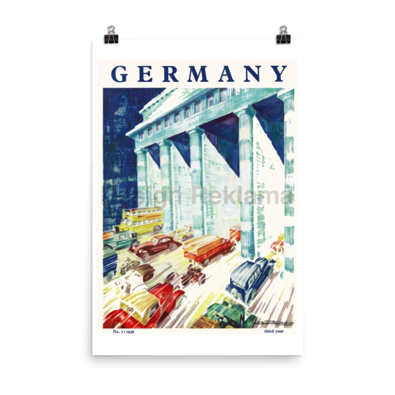 Berlin, Germany. Brandenburg Gate, 1936. Unframed Vintage Travel Poster ...