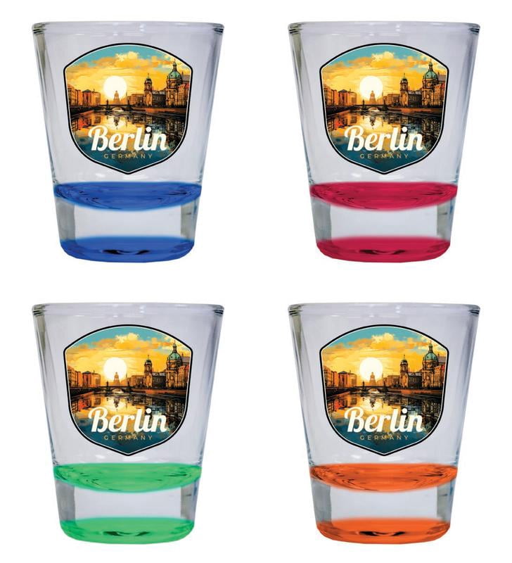 Berlin Germany Design C Souvenir 2 oz Round Shot Glass Multicolor (4 ...