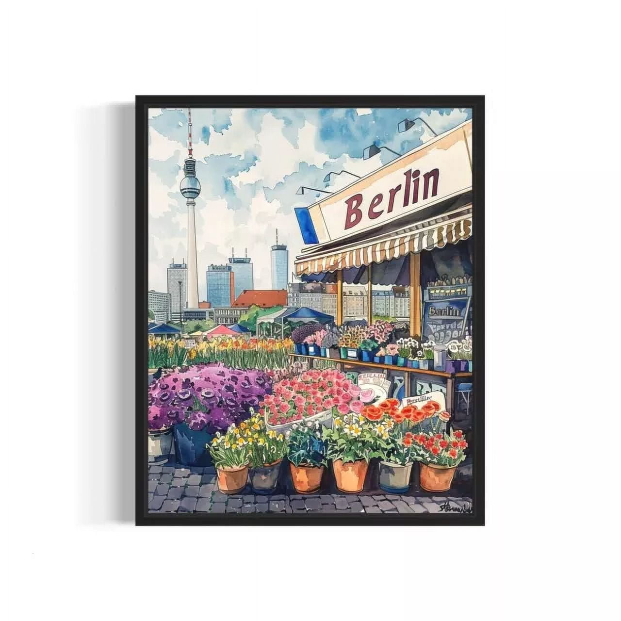 Berlin Germany Flower Market Art Print Poster City Wall Art Painting NO ...