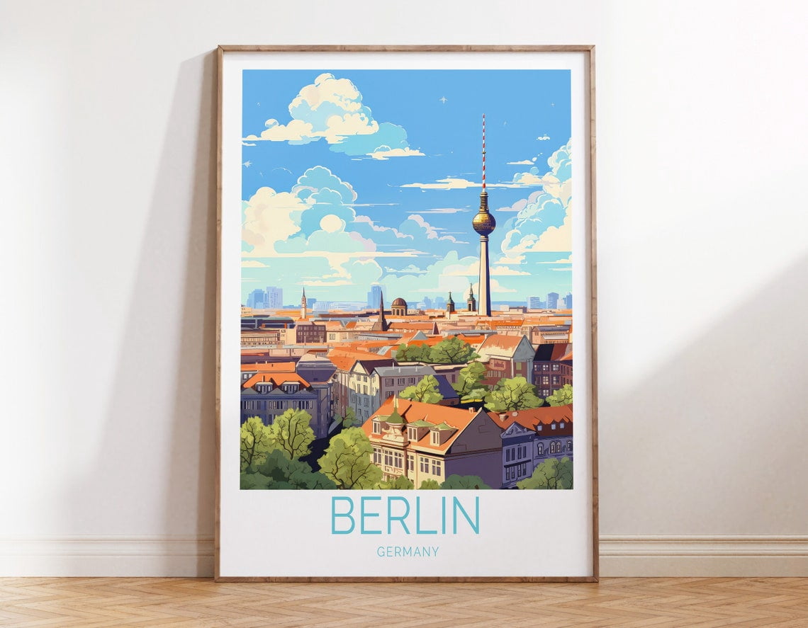 Berlin Germany Travel Poster Birthday Scenery Wall Art Unframed Paper ...