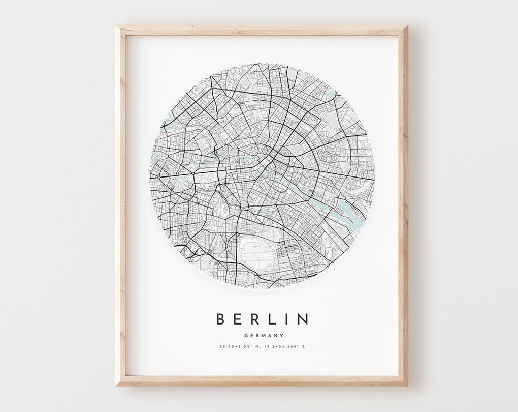 Berlin Map Print, Berlin Map Poster City Wall Art, Berlin Road Map ...