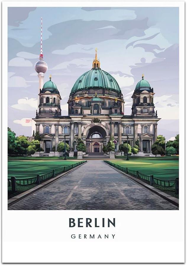 Berlin Map Retro Style Travel Canvas, Berlin Map Vintage Rustic Canvas ...
