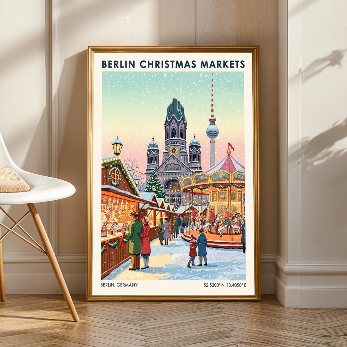 Berlin Markets Poster - Snowman Poster - Winter Wall Art - Vintage ...