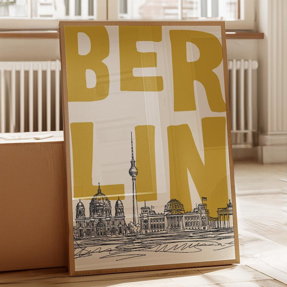Berlin Print Mustard Yellow Decor Cityscape Wall Art Germany Travel ...